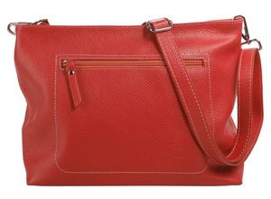 4260543044718 - Umhängetasche SAMANTHA LOOK Damen Gr B H T 30cm x 24cm x 10cm onesize rot Leder leicht glänzend unifarben Taschen echt Leder Made in Italy
