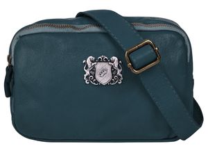 4260543059606 - Umhängetasche SAMANTHA LOOK Damen Gr B H T 22cm x 14cm x 3cm onesize blau Leder leicht glänzend unifarben Taschen echt Leder Made in Italy