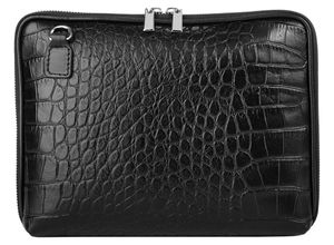 4260405122455 - Umhängetasche CLUTY Damen Gr B H T 27cm x 20cm x 5cm onesize schwarz Leder beschichtet glänzend Taschen echt Leder Made in Italy