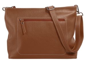 4260543044268 - Umhängetasche SAMANTHA LOOK Damen Gr B H T 30cm x 24cm x 10cm onesize braun (cognac) Leder leicht glänzend unifarben Taschen echt Leder Made in Italy