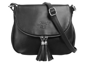 4260543044176 - Umhängetasche SAMANTHA LOOK Damen Gr B H T 24cm x 19cm x 8cm onesize schwarz Leder leicht glänzend unifarben Taschen echt Leder Made in Italy