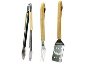 4250679500509 - Grillbesteck-Set JIM BEAM BBQ beige (natur silberfarben) Edelstahl Grillbesteck-Sets