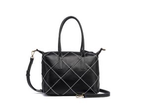 4036673247813 - Schultertasche Patches Damen Gr B H T 33cm x 25cm x 10cm onesize schwarz Polyurethan (PU) COLLEZIONE ALESSANDRO Taschen handwerklich gefertigt mit Kontrastnaht