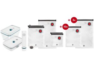 4009839659997 - Aufbewahrungssystem ZWILLING Fresh&Save Aufbewahrungsbox weiß (la mer) B325cm H16cm L46cm Borosilikatglas Kunststoff Silikon Lebensmittelaufbewahrungsbehälter BorosilikatglasKunststoff Silikon (Set 21tlg) (Vakuum Starterset)