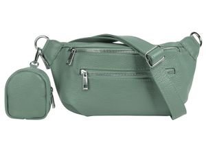 4260543063641 - Gürteltasche SAMANTHA LOOK Damen Gr B H T 27cm x 16cm x 5cm onesize grün (mint) Leder leicht glänzend unifarben Taschen echt Leder Made in Italy