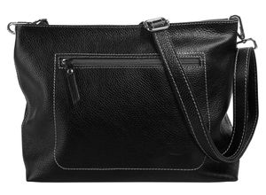 4260543044244 - Umhängetasche SAMANTHA LOOK Damen Gr B H T 30cm x 24cm x 10cm onesize schwarz Leder leicht glänzend unifarben Taschen echt Leder Made in Italy