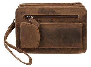 4260543040536 - Handgelenktasche BAGAN Damen Gr B H T 21cm x 13cm x 8cm onesize braun Leder vintage Taschen echt Leder