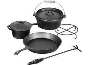 4250373246611 - El Fuego Topf-Set El Fuego® Dutch Oven Eisenguss (Set 7-tlg) aus Gusseisen mit spezieller Oberflächenveredelung schwarz