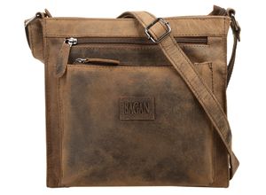 4262427393615 - Umhängetasche BAGAN Damen Gr B H T 14cm x 14cm x 5cm onesize braun Leder vintage Taschen echt Leder