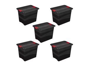 4052396117929 - Transportbehälter KEEEPER eckhart 5er Set Transporbox 24 L 395 x 295 x 30 cm schwarz rot B295cm H30cm L395cm Kunststoff Transportboxen seitl Clips Griffe am Boden stoßfeste Seitenwände robuster Deckel