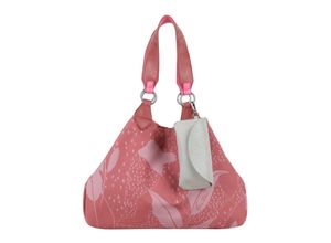 4059065274204 - Henkeltasche FRITZI AUS PREUSSEN Leaves Canvas Anthra Ice Damen Gr B H T 15cm x 29cm x 42cm rosa rot Baumwolle bedruckt Taschen mit abnehmbarem Sonnenbrillenetuis
