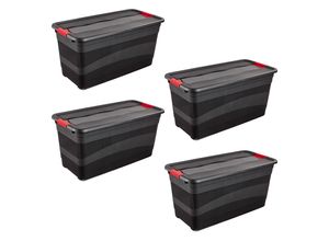 4052396117981 - Transportbehälter KEEEPER eckhart 4er Set Transporbox 83 L 795 x 395 x 40 cm schwarz rot B395cm H40cm L795cm Kunststoff Transportboxen seitl Clips Griffe am Boden stoßfeste Seitenwände robuster Deckel