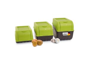 0745114602503 - Kartoffel Aufbewahrungsboxen Set 35L + 5L + 9L GRÜN Kartoffelboxen Gemüseboxen stapelbar Zwiebelboxen Kartoffelkörbe Obstbehälter Kartoffelkisten Frischhaltedosen
