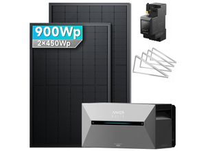 8711544650300 - Solarmars® 900W Balkonkraftwerk mit Speicher Anker SOLIX Solarbank 2 E1600 pro - Mit Flachdachhalterung