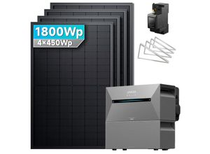 8711544780021 - Solarmars® 1800W Balkonkraftwerk mit Speicher Anker SOLIX Solarbank 2 E1600 pro + 1x BP1600 - Mit Flachdachhalterung