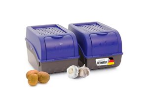 0745114602190 - Kartoffel Aufbewahrungsbox 2x mitel 5L Marine BLAU Kartoffelbox Gemüsebox stapelbar Zwiebelbox Kartoffelkorb Obstbehälter Kartoffelkiste Zwiebel Aufbewahrung Frischhaltedose Möhren