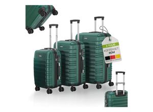 4262437185019 - Hartschale Kofferset Rom Reisekoffer 3 teilig - Zahlenschloss 360° Rollen Teleskopgriff - Dunkelgrün