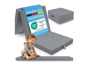 4260641681549 - ELONEO Klappmatratze 65x195 cm 9 cm hoch Grau Klappmatratze Kinder faltbar klappbare Gästematratze Faltbare Matratze Reisematratze für Kinder und Erwachsene für Reisen und Camping
