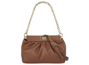 4260543057411 - Umhängetasche CLUTY Damen Gr B H T 24cm x 14cm x 8cm onesize braun (cognac) Leder leicht glänzend unifarben Taschen echt Leder Made in Italy