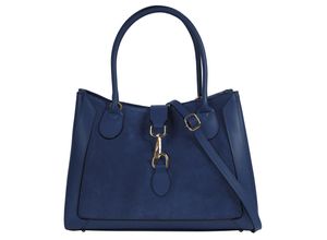 4262427391734 - Shopper SAMANTHA LOOK Damen Gr B H T 34cm x 27cm x 15cm onesize blau Leder clean Taschen echt Leder Made in Italy
