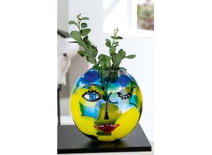 4063387392843 - Casablanca by Gilde Kugelvase »Novento« (1 St) dekorative Vase aus Glas Blumenvase blau|gelb