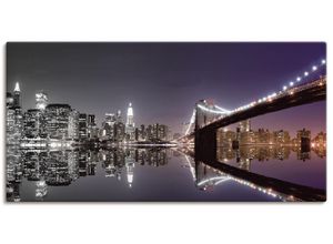 4059745916028 - Wandbild ARTLAND New York Skyline nächtliche Reflektion Bilder Gr B H 60 cm x 30 cm Leinwandbild Amerika Querformat 1 St schwarz Bild Poster Bilder als Alubild Leinwandbild Wandaufkleber oder in versch Größen