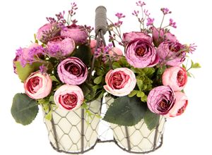 4019844777302 - Kunstblume IGEA Ranunkeln rosa B21cm H18cm L14cm Obermaterial 90% Polyester 8% Kunststoff 2% Metall Kunstpflanzen Im Korb aus Metall mit Henkel