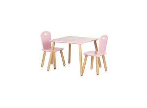 3800933002846 - Kinder Tischset Holztisch 2 Holzstühle Kindersitzgruppe 3-teilig pink