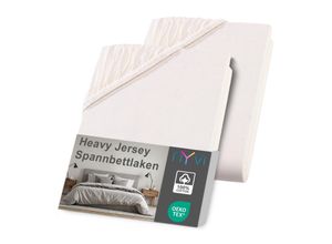 4255636637823 - NYVI Spannbettlaken DreamScience Heavy Jersey - Spannbetttuch Formstabil 160g m² Rundum-Gummizug Bügelfrei Farbenatur Größe180 - 200x220 + 40 cm Boxspringbett (2er Pack)