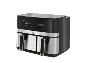 0012536958632 - Heißluftfritteuse 85L Doppelkammer 8In1 Rezeptur Airfryer Antihaftbeschichtung Touchscreen Smart Timer Ohne Öl Schwarz