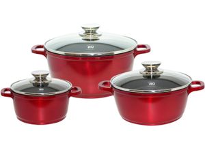 4006925603001 - Topf-Set ELO Rubino Topfset 3-teilig rot glitzernd Töpfe mit Glitzer-Glamour-Effekt