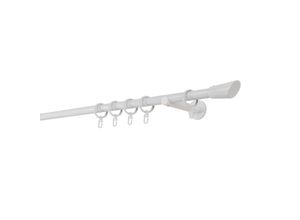 4066866118309 - Ondeco - Gardinenstange auf Maß 20mm Rag 1-lauf Vorhangstange Wandträger 12cm Stilgarnitur mit Ringen für Vorhänge - Weiß - 110cm