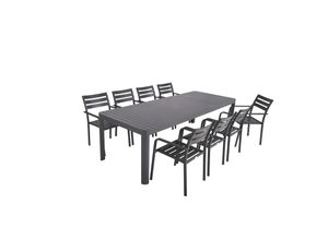 4041908125293 - Alu Tischgruppe AMIRA Set 03 9-tlg Garten Sitzgruppe Outdoor Grau Metall Möbel