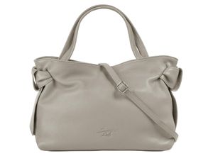4260543054182 - Henkeltasche SAMANTHA LOOK Damen Gr B H T 33cm x 23cm x 12cm onesize grau Leder leicht glänzend unifarben Taschen echt Leder Made in Italy