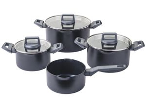 4008033186643 - Topf-Set FACKELMANN Statement schwarz (schwarz grau) Töpfe Deckel mit Abgießfunktion