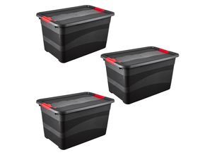 4052396117950 - Transportbehälter KEEEPER eckhart 3er Set Transporbox 52 L 595 x 395 x 34 cm schwarz rot B395cm H34cm L595cm Kunststoff Transportboxen seitl Clips Griffe am Boden stoßfeste Seitenwände robuster Deckel