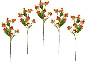 4019844784102 - Kunstblume IGEA Blütenzweig Kunstpflanzen Gr B H L 13 cm x 60 cm x 10 cm 5 St orange Kunst-Blumen 5er Set künstlicher Zweig Kunstpflanze Dekozweig