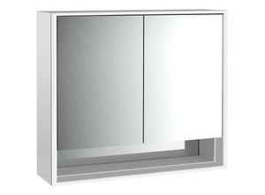 4018445147057 - Emco Loft Aufputz-Lichtspiegelschrank 979805206 800x733mm mit Unterfach LED 2-türig aluminium Spiegel