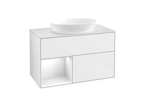 4062373477298 - Villeroy und Boch Finion Waschtischunterschrank GA11GFGF 100cm Abdeckplatte white matt Emotion Regale Glossy white lacquer Glossy white lacquer