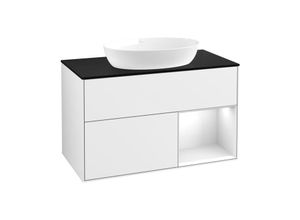 4062373485699 - Villeroy und Boch Finion Waschtischunterschrank GA22GFGF 100cm Abdeckplatte black matt Emotion Regale Glossy white lacquer Glossy white lacquer