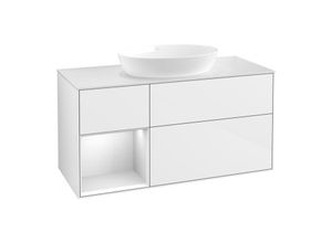 4062373242254 - Villeroy und Boch Finion Waschtischunterschrank FA61MTGF 120cm Abdeckplatte white matt Regale White matt lacquer Glossy white lacquer