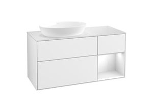 4062373234273 - Villeroy und Boch Finion Waschtischunterschrank FA51GFGF 120cm Abdeckplatte white matt Regale Glossy white lacquer Glossy white lacquer