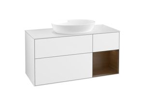 4062373247433 - Villeroy und Boch Finion Waschtischunterschrank FA71GNGF 120cm Abdeckplatte white matt Regale Walnut Veneer Glossy white lacquer
