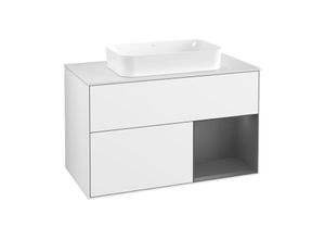 4051202800741 - Villeroy und Boch Finion Waschtischunterschrank F661GKGF 100x603x501cm Regal rechts Anthracite matt Glossy white lacquer