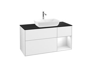 4062373418918 - Villeroy und Boch Finion Waschtischunterschrank G832GFGF 120cm Abdeckplatte black matt Emotion Regale Glossy white lacquer Glossy white lacquer