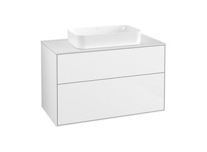 4051202814540 - Villeroy und Boch Finion Waschtischunterschrank G64100GF 100x603x501mm Wandbeleuchtung Glass White Matt Glossy white lacquer
