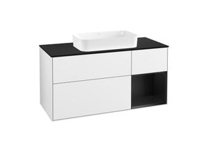 4051202811648 - Villeroy und Boch Finion Waschtischunterschrank F712PDGF 120x603x501cm Regal rechts Black matt lacquer Glossy white lacquer