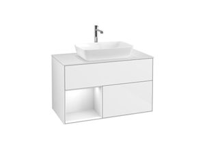 4062373379011 - Villeroy und Boch Finion Waschtischunterschrank G771GFGF 100cm Abdeckplatte white matt Emotion Regale Glossy white lacquer Glossy white lacquer