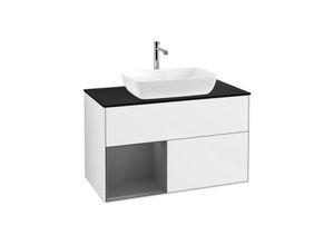 4062373381397 - Villeroy und Boch Finion Waschtischunterschrank G772GKGF 100cm Abdeckplatte black matt Emotion Regale Anthracite matt lacquer Glossy white lacquer