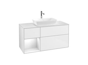 4062373410516 - Villeroy und Boch Finion Waschtischunterschrank G821GFGF 120cm Abdeckplatte white matt Emotion Regale Glossy white lacquer Glossy white lacquer